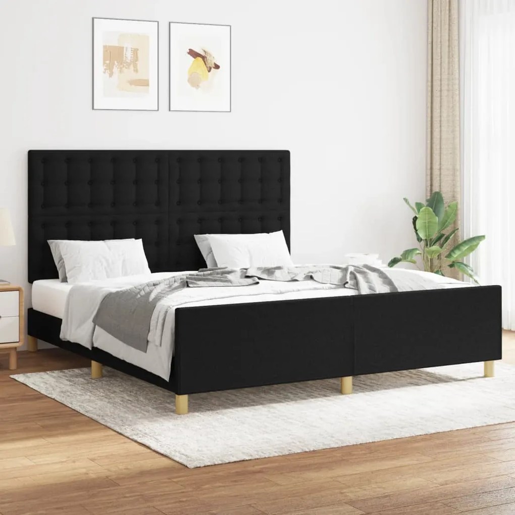 Rám postele bez matrace černý 160 x 200 cm textil 3125391