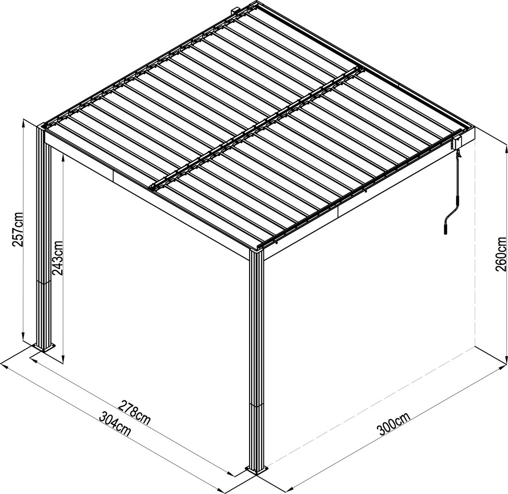 Bioklimatická pergola G21 Trenton 3x3 m, antracitová hliníková