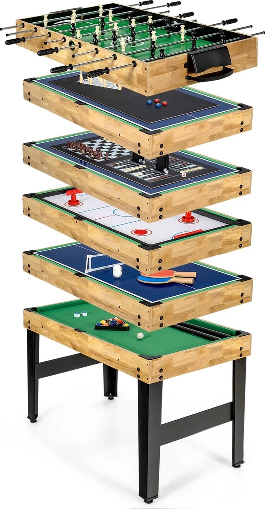 Costway 1055 cm multifunkční stůl 10-in-1 kombinovaný se stolním fotbalem