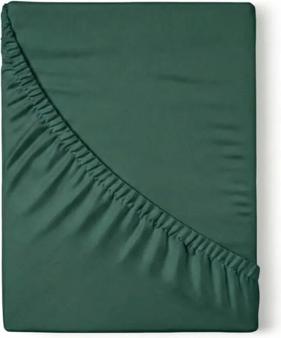 Kvalitex Saténové prostěradlo s gumou tmavě zelená, 80 x 200 cm