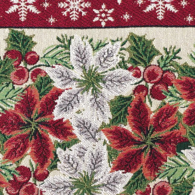 SCANquilt prostírání MOTIV vánoční hvězda bordura červenobéžová běhoun delší strana 100-170 cm