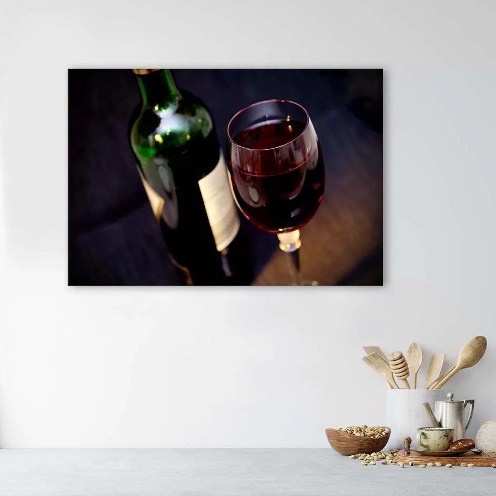 Gario Obraz na plátně Láhev a sklenice na víno Rozměry: 60 x 40 cm