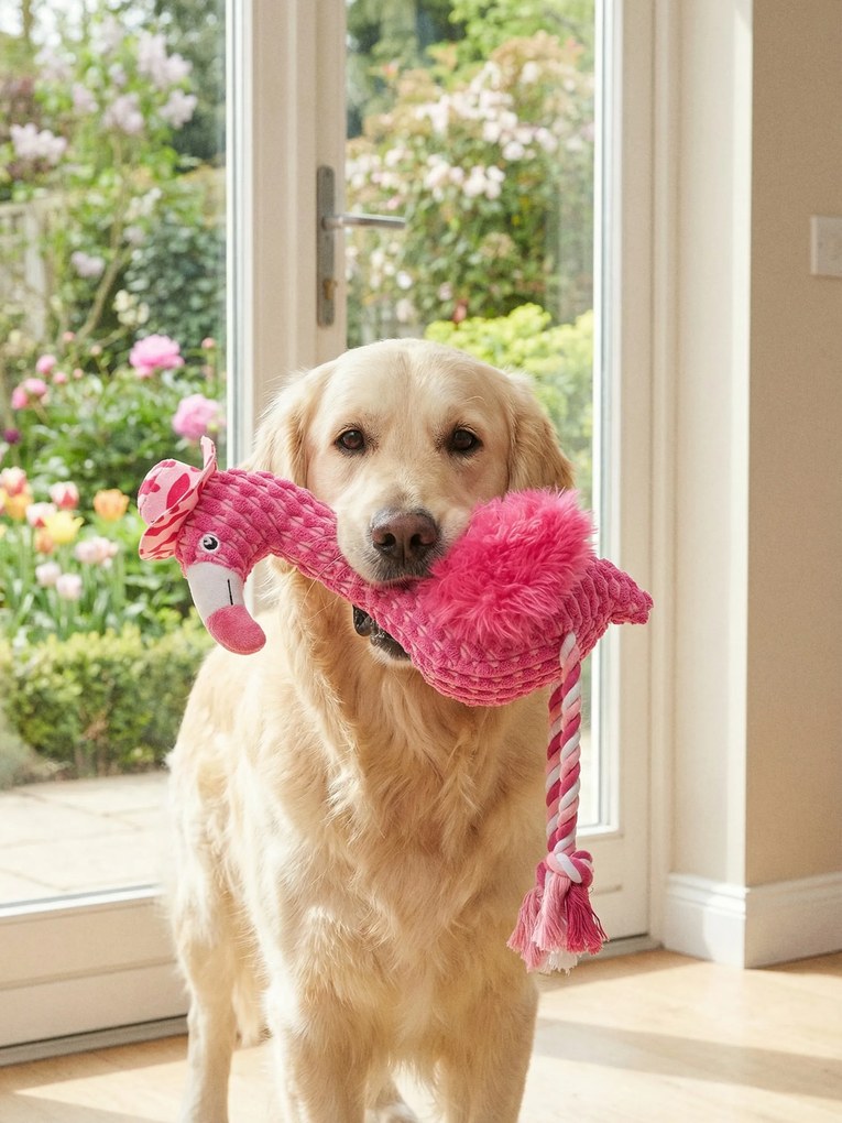 Sinsay - Plyšová hračka pro psa s pískátkem ve tvaru plameňáka - růžová