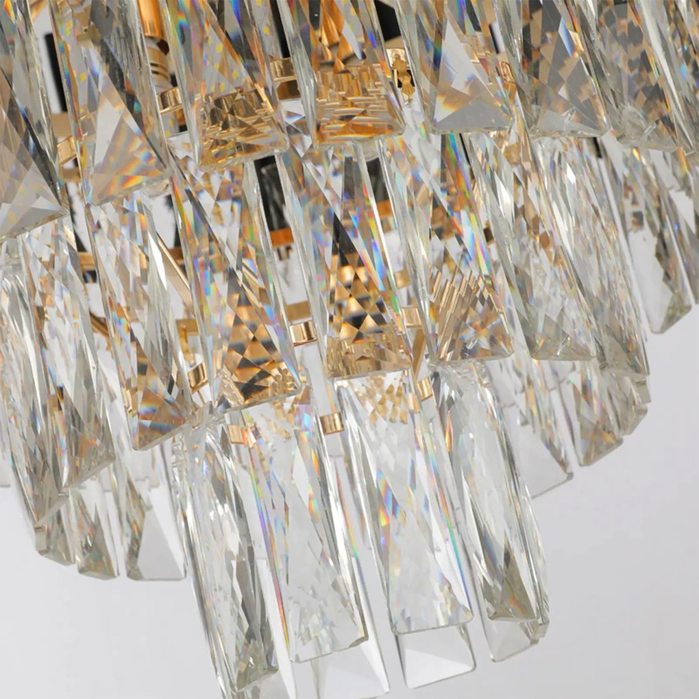 Toolight, stropní závěsná křišťálová lampa 9xE14 APP1058-CP, černá-zlatá, OSW-04400