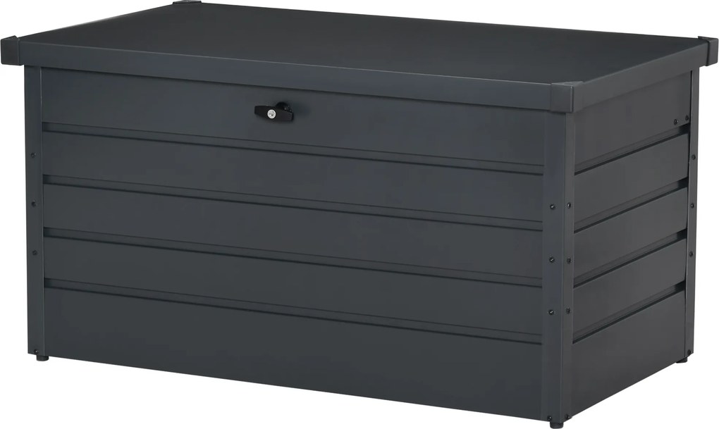 Outsunny Venkovní úložný box 311L Ocelový skladovací truhlík s klíčovým uzamčením a plynovými písty pro zahradu, terasu nebo patio 120x62x62 cm Tmavě…