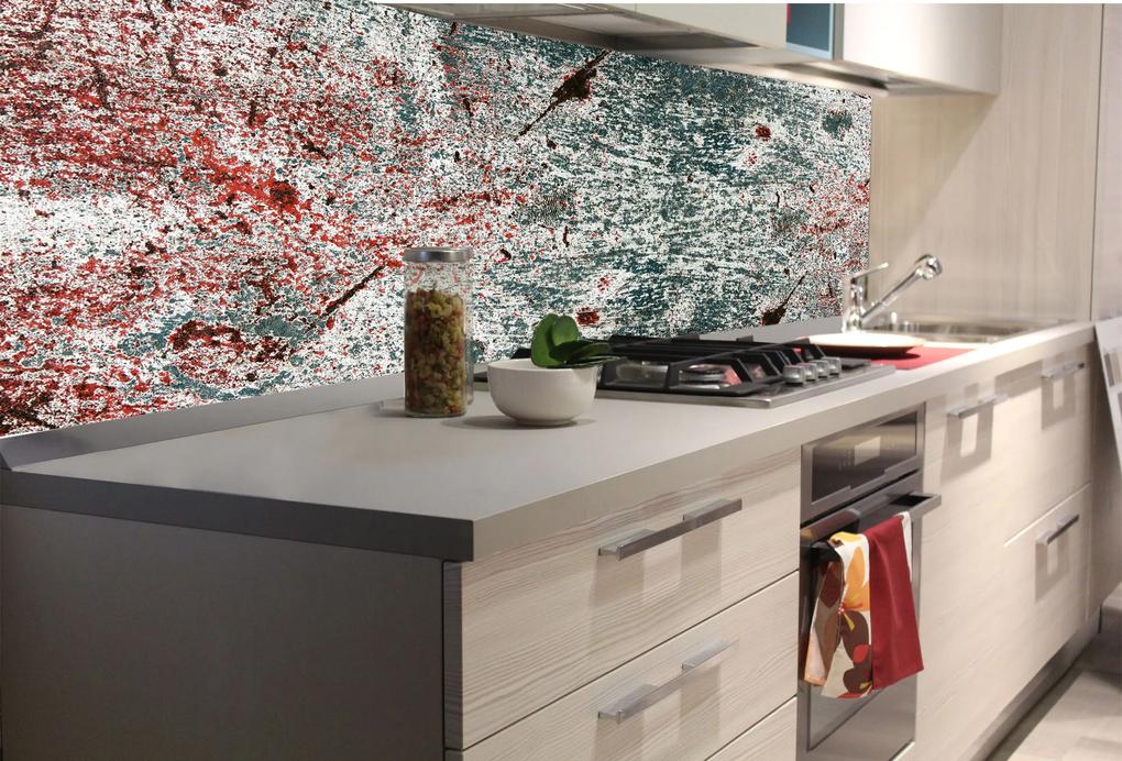 DIMEX | Fototapeta do kuchyně Starý plech KI-180-262 | 180 x 60 cm | šedá, červená