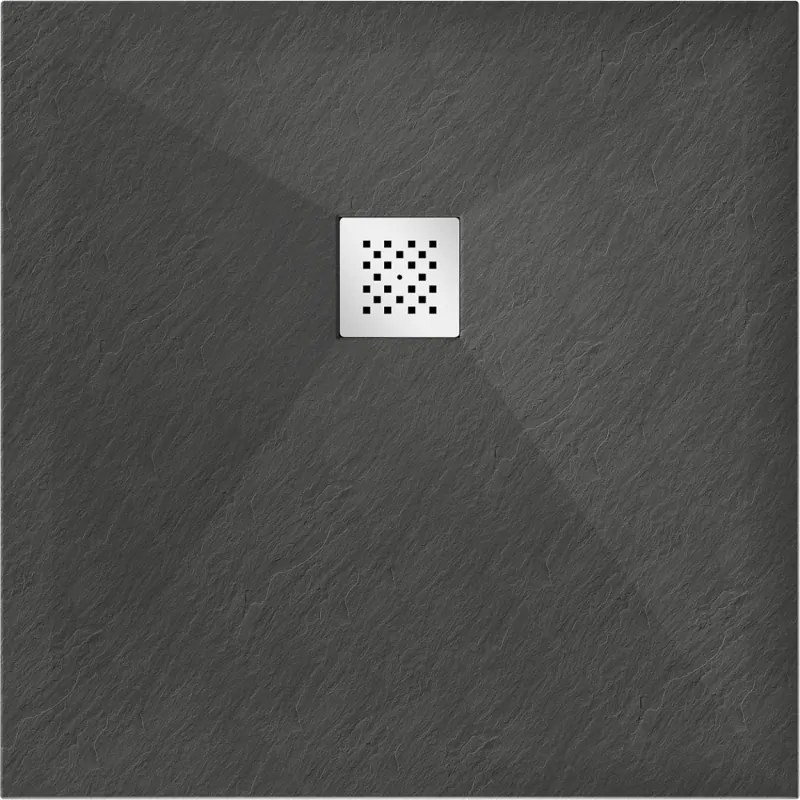 Mexen Stone+ kompozitní čtvercová sprchová vana 100 x 100 cm, Antracit - 44711010
