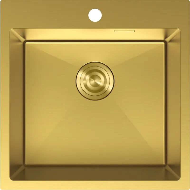 Mexen Solix, 1-komorový nerezový dřez 500 x 500 mm, broušená zlatá, 6407501000-55