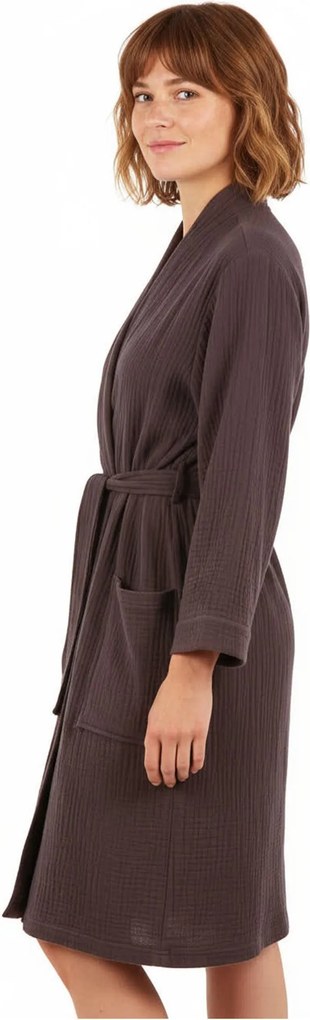 Mušelínový župan Dacca antracit 12 24 9551 unisex - XL