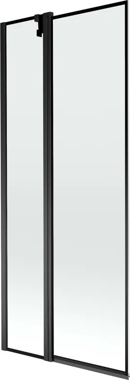 Mexen Flip, 1-křídlová vanová zástěna 80 x 150 cm, 6 mm čiré sklo-černý vzor, černý profil, 894-080-101-70-70