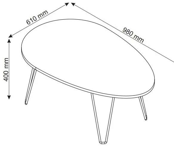 Oválný konferenční stolek Prado, bílý