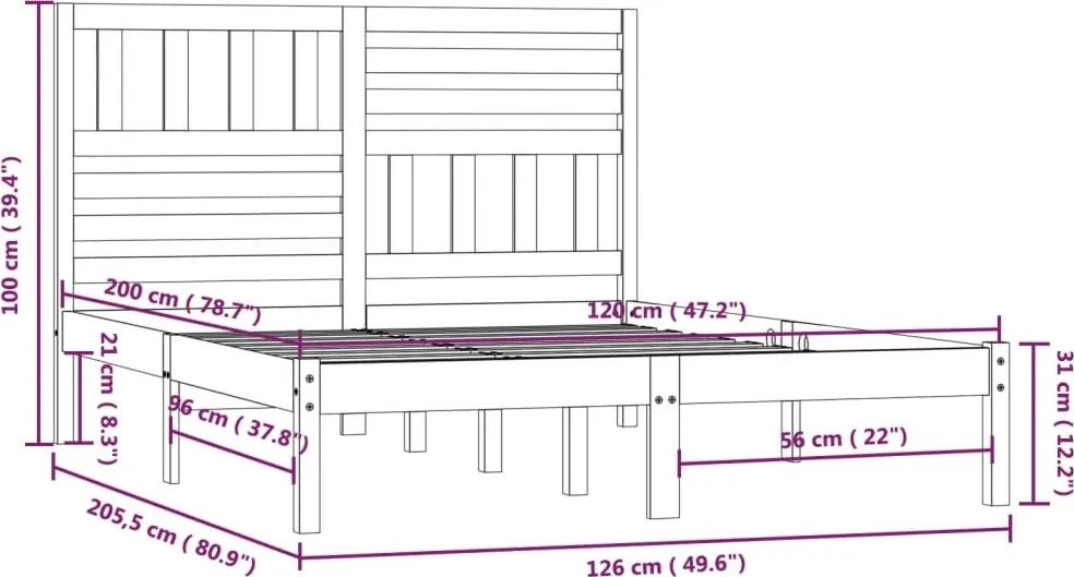 vidaXL Rám postele masivní borovice 120 x 200 cm [3101018] Barva: Přírodní