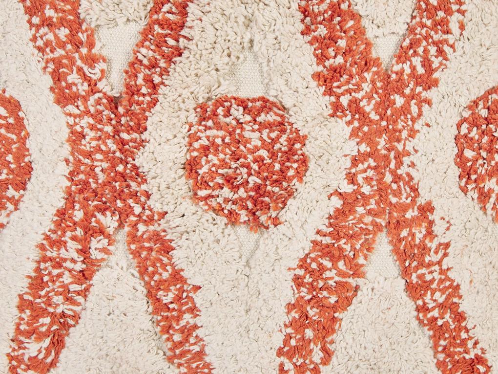 Bavlněný polštář se střapci 45 x 45 cm béžový/oranžový HICKORY Beliani