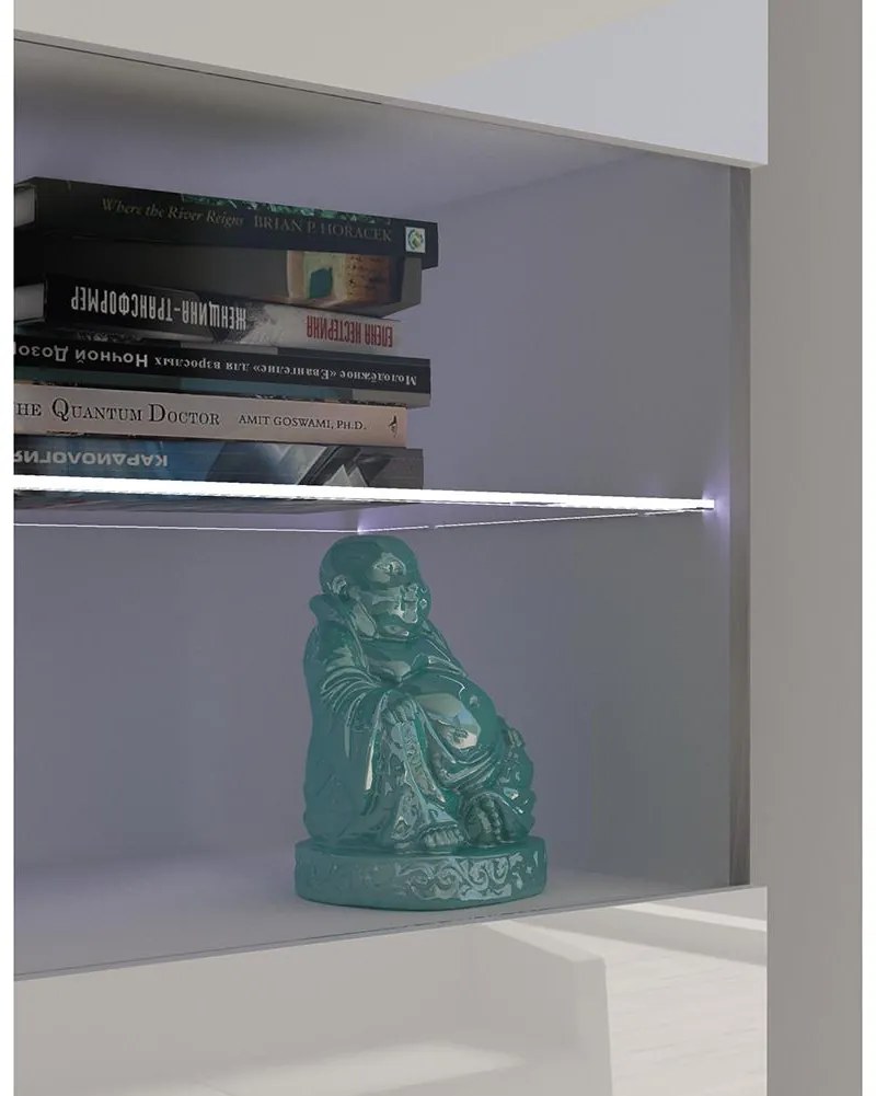 Obývací stěna CALABRINI b | 195 cm | 4 díly E | bílá lesk
