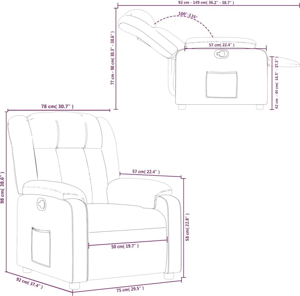 vidaXL Polohovací křeslo textil [373575] Barva: Tmavě šedá
