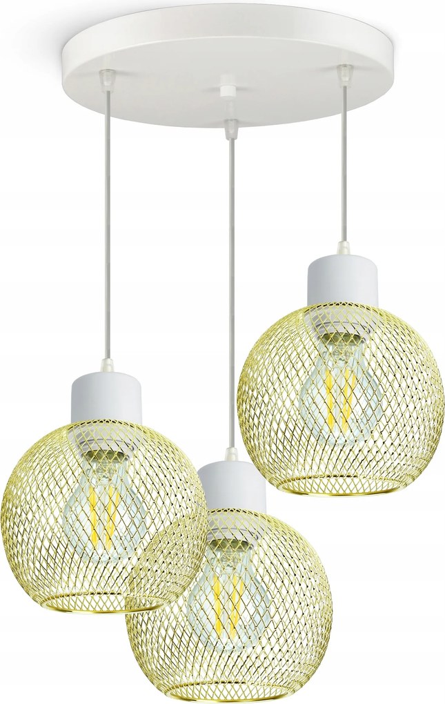 Závěsné Stropní Svítidlo Lustr Gold Globe 488-EZ3 Led 3xE27 Led Nastavitelné