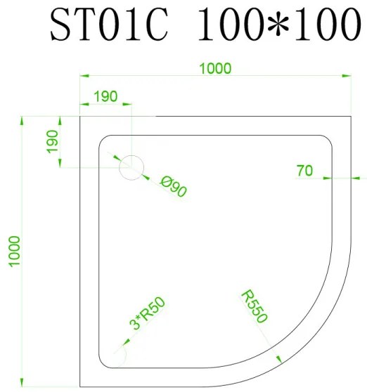 BPS-koupelny Čtvrtkruhový sprchový kout HYD-RK94C 100x100 cm bílá/transparent + vanička HYD-RSV-ST01C bílá