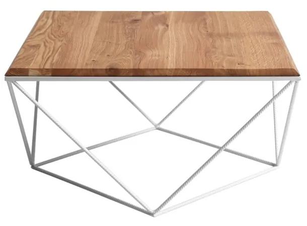 Konferenční stolek s bílým podnožím a deskou z masivního dubu Custom Form Daryl, 80 x 80 cm