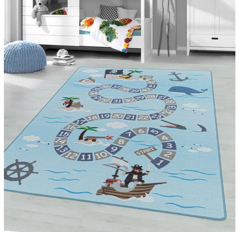 Ayyildiz Dětský kusový koberec PLAY 2908, Modrá Rozměr koberce: 100 x 150 cm