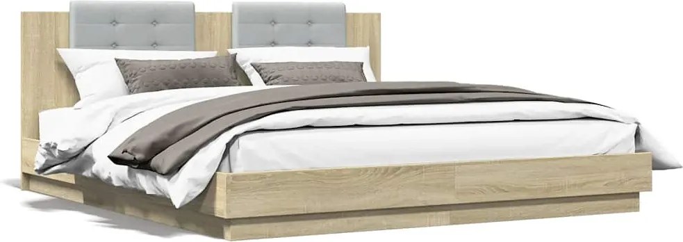 Rám postele s čelem a LED osvětlením dub sonoma 180x200 cm 3209991