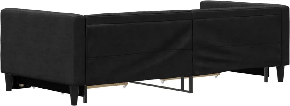 Válenda s přistýlkou a zásuvkami černá 90 x 200 cm textil 3196616