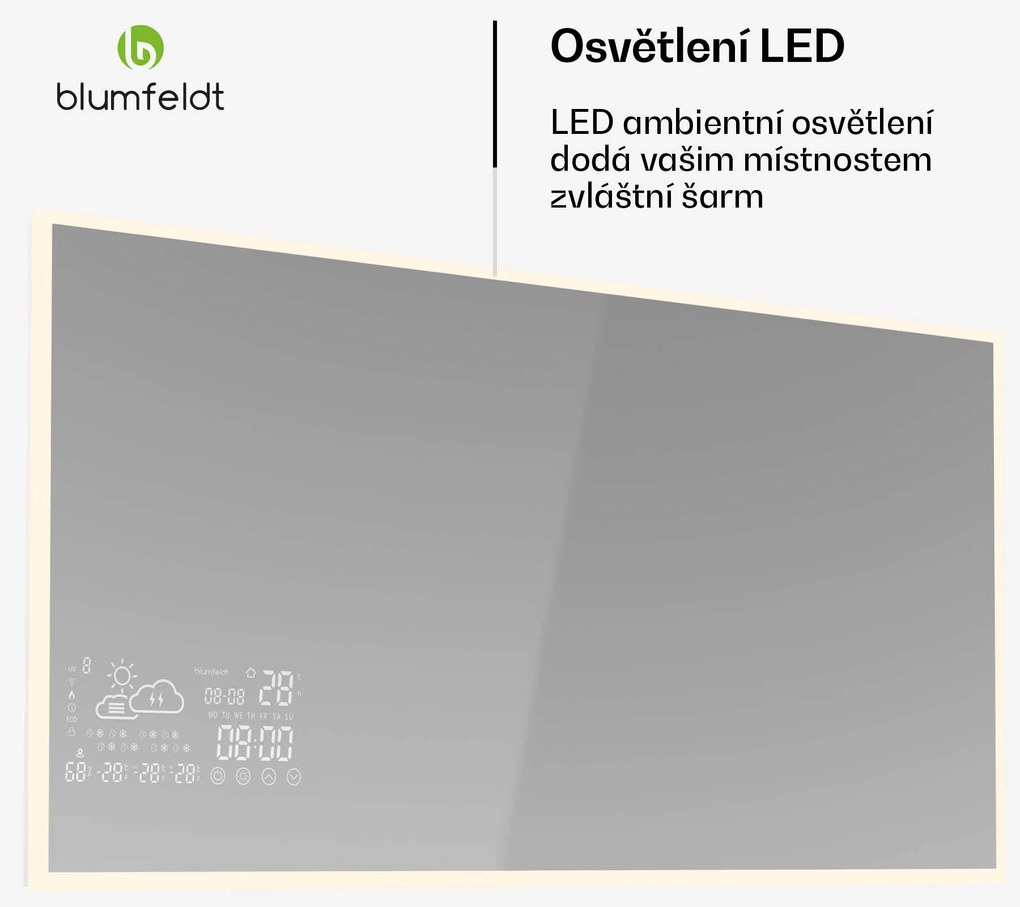 Blumfeldt Infračervený ohřívač, Smart Mirror, Infračervené záření, 600 W, IP43
