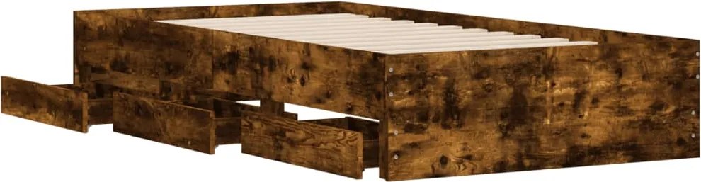 Rám postele se zásuvkami kouřový dub 90x200 cm kompozitní dřevo 3207298