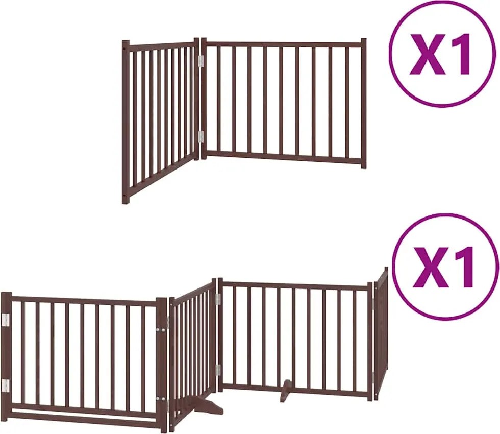 Zábrana pro psy s dvířky skládací 6 panelů hnědá 480 cm topol 3155745