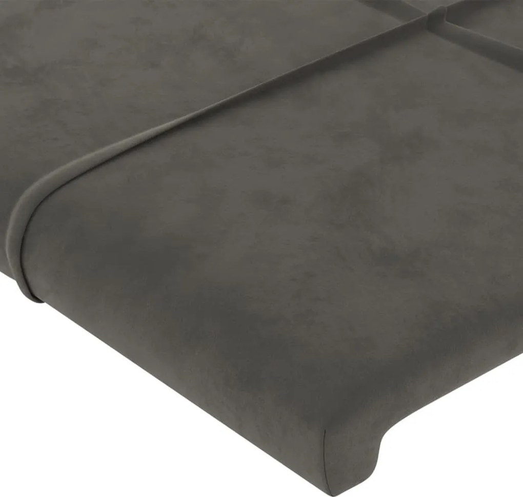 vidaXL Čelo postele s LED 80x5x118/128 cm samet [3122459] Barva: Tmavě šedá