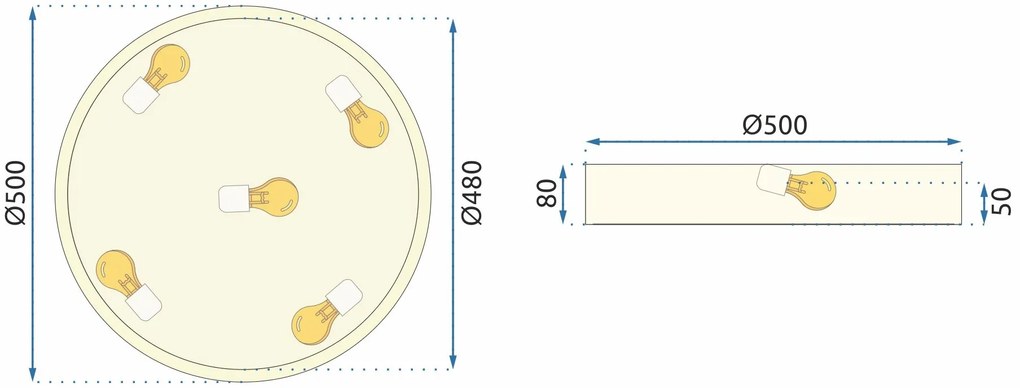 Toolight Plafónová lampa Classic APP874-C 50 cm zlatá