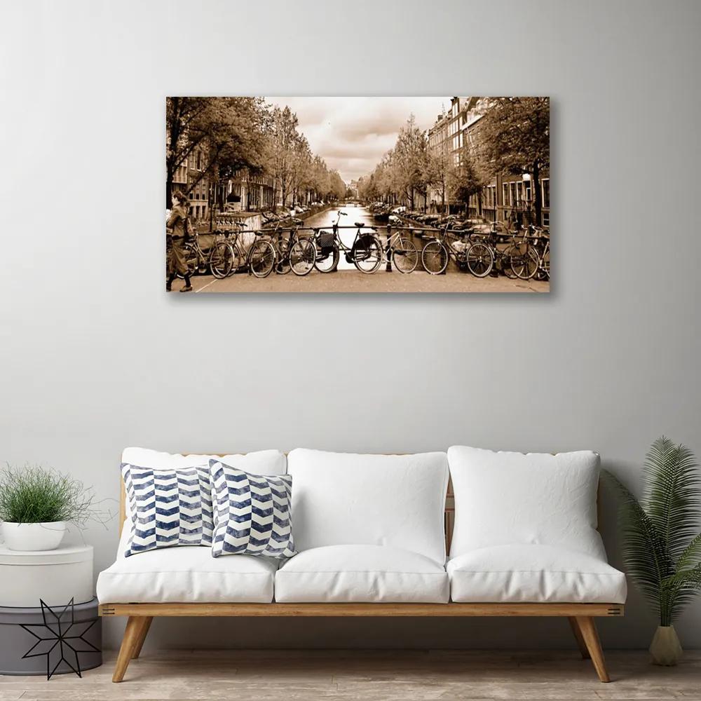 Obraz na plátně Řeka Kolo Stromy Krajina 125x50 cm