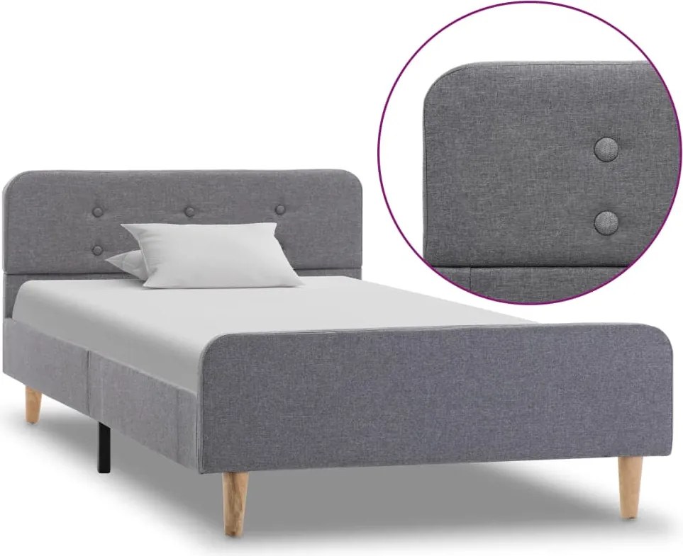 Rám postele světle šedý textil 100 x 200 cm 284901