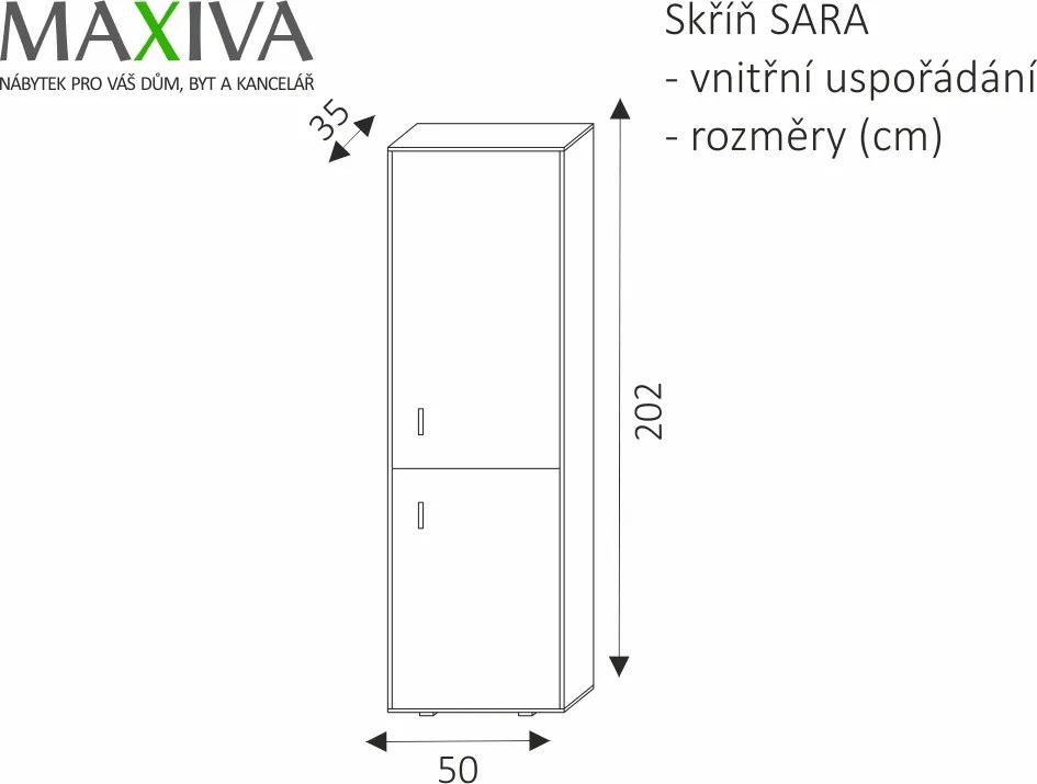 MAXIVA Skříň - SARA, světlá borovice/tmavá borovice