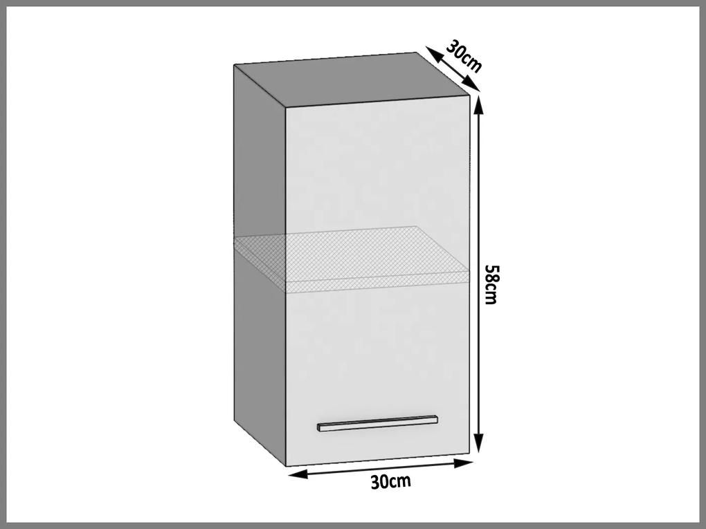 Kuchyňská skříňka Belini horní 30 cm bílý lesk  INF SG30/2/WT/W/0/B1