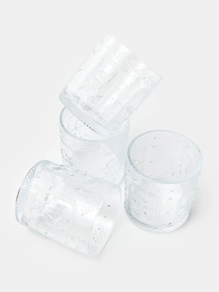 Sinsay - Vánoční sklenice s reliéfním vzorem perníčků 4 pack - clear