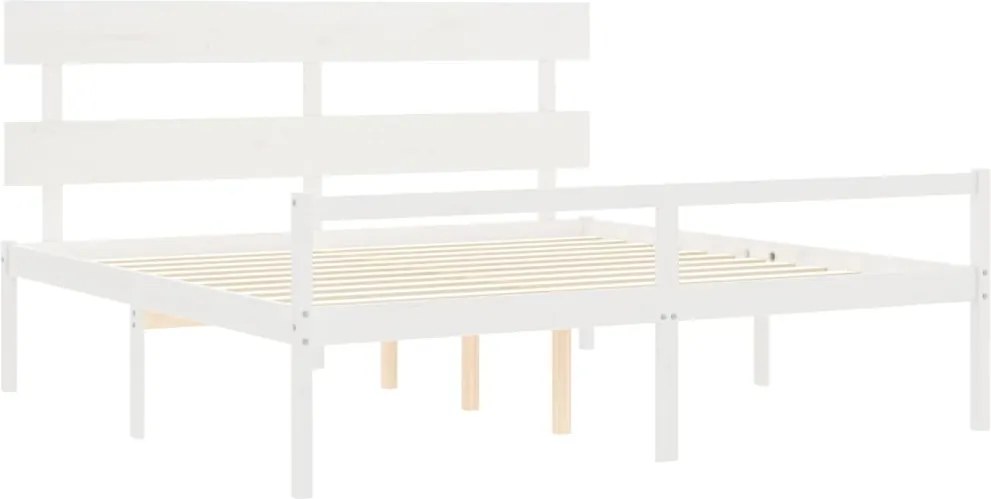 Postel s čelem pro seniory bílý 200x200 cm masivní dřevo 3195372