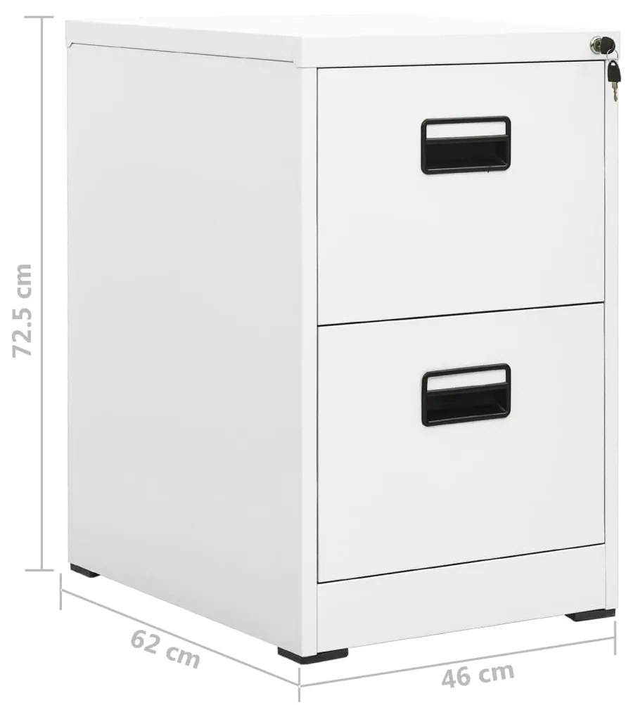 Kancelářská skříň bílá 46 x 62 x 72,5 cm ocel - Default Title