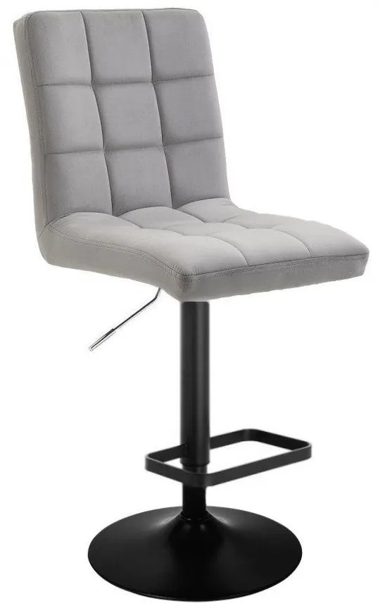 LuxuryForm DESIGN Barová židle TOLEDO VELUR na černé kulaté podstavě - světle šedá
