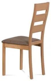 Autronic Dřevěná jídelní židle Jídelní židle, masiv buk, barva buk, potah hnědý melír (BC-2603 BUK3)