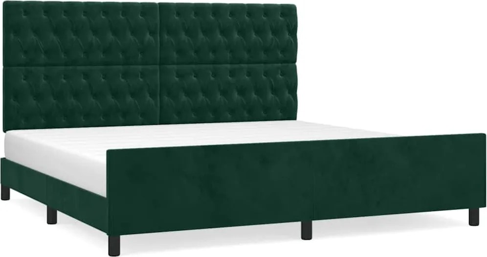 Rám postele bez matrace tmavě zelená 200 x 200 cm samet 3125961