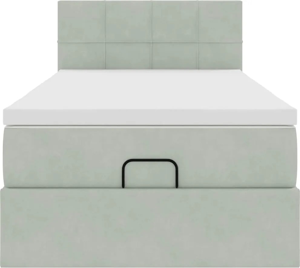 Osmanský rám postele s matrací světle šedá 90x200cm samet 3311747