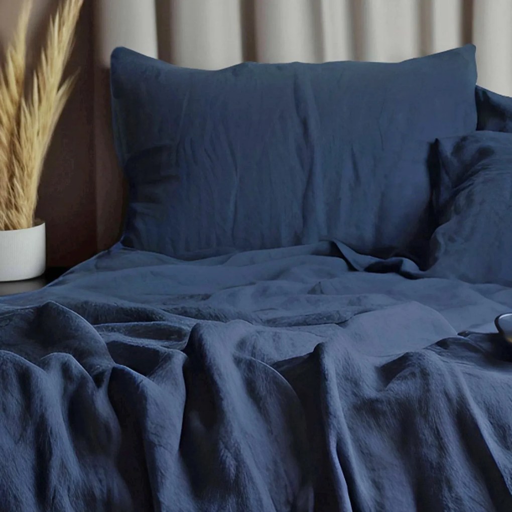Mušelínové prodloužené povlečení Dark navy Velikost: 140 x 220 + 70 x 90