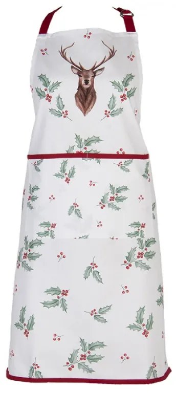 Kuchyňská zástěra Holly Christmas s jelenem – 70x85 cm