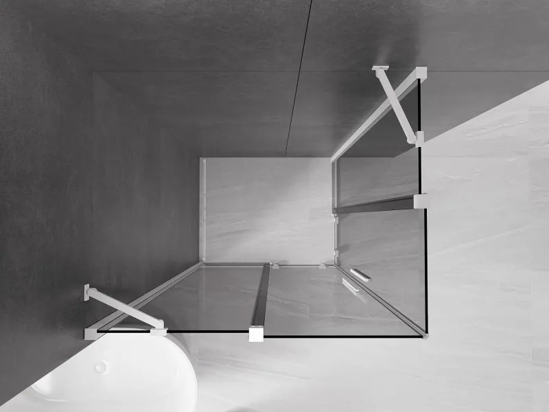 Mexen Velar Duo, sprchový kout s posuvnými dveřmi 100 x 90 cm, 8mm šedé sklo, bílá matná, 871-100-090-42-20