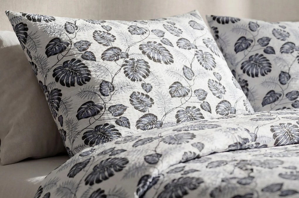 Krepové povlečení Monstera - šedomodré Velikost: 140 x 200 + 70 x 90