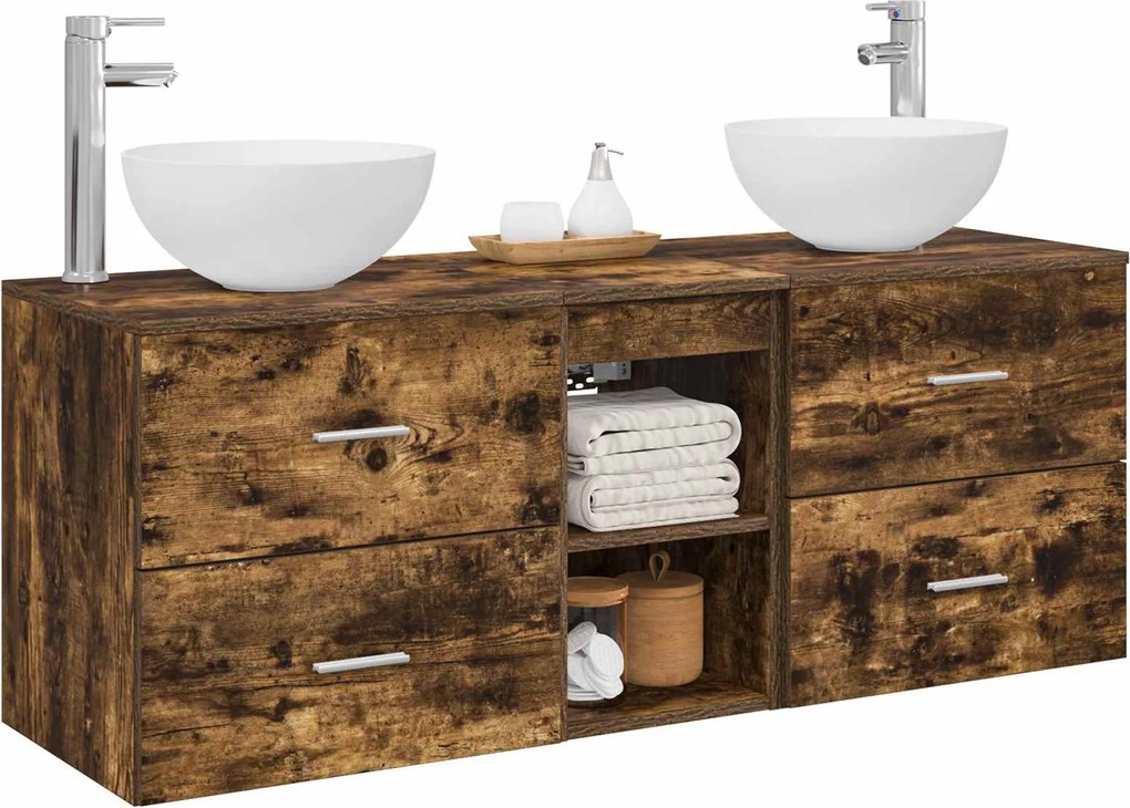 Sada koupelnových skříněk 3 ks Kouřový dub 49,5 x 35 x 63 cm 3405791