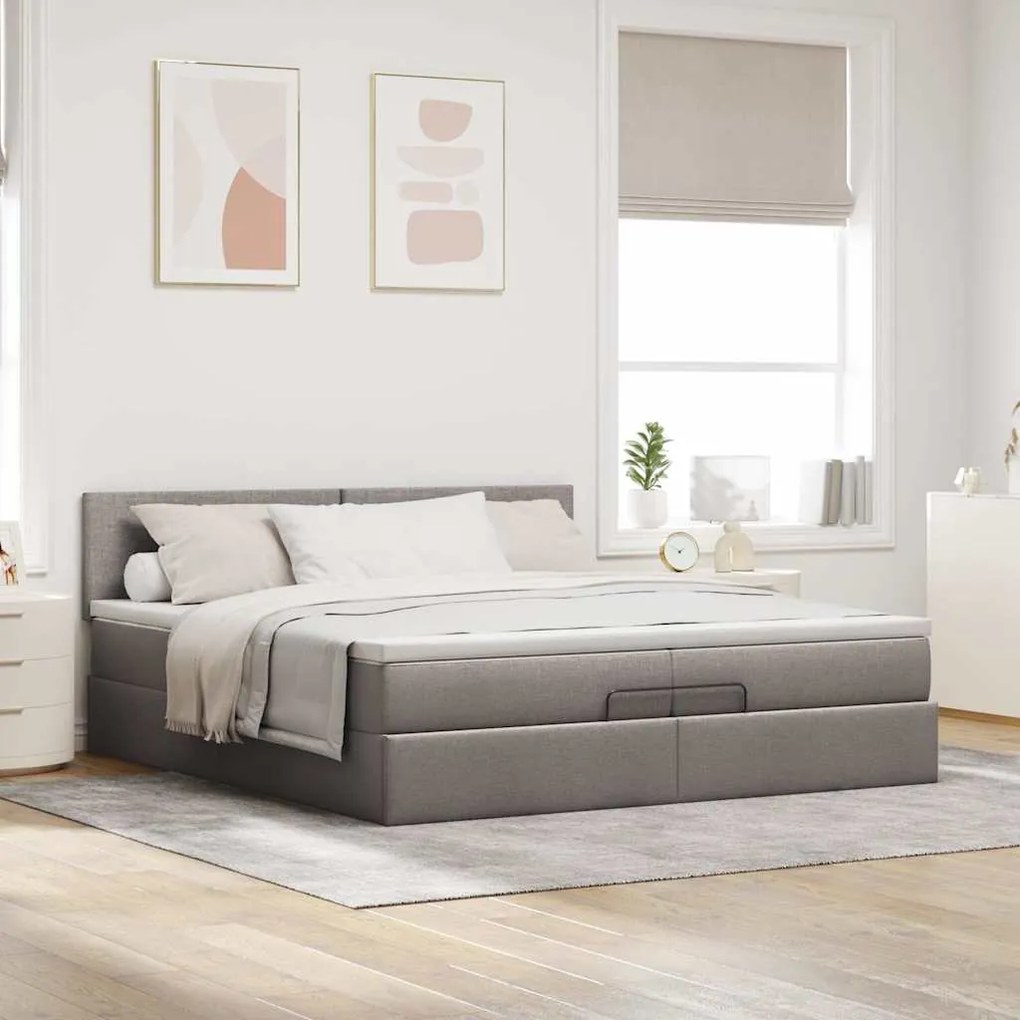 Osmanský rám postele s matrací taupe 200x200 cm textil 3311405