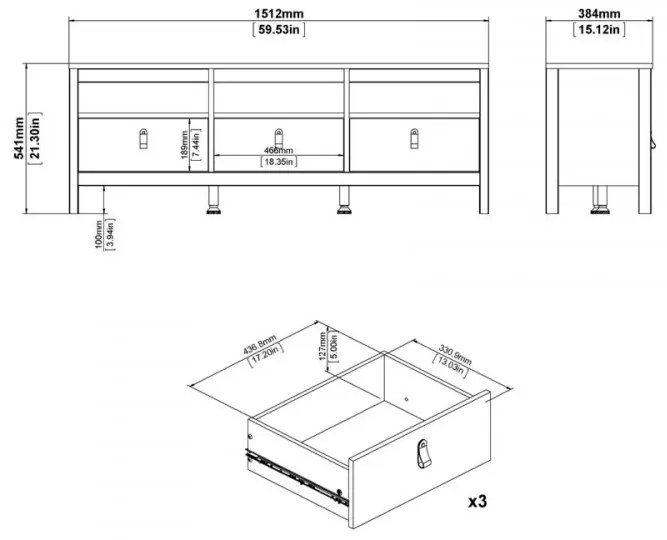 FALCO TV stolek Cadiz 68 černý