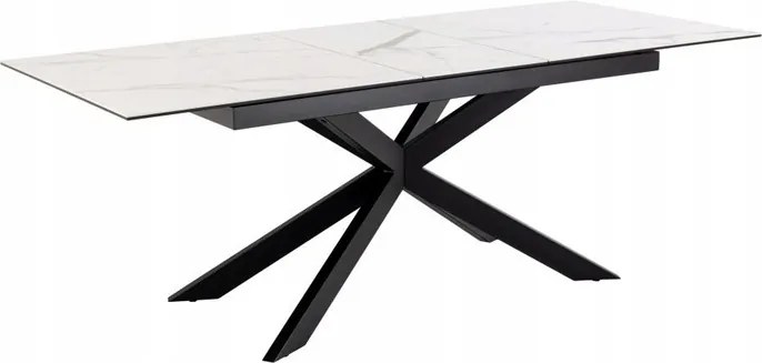 Jídelní rozkládací stůl Irwine 168/210 cm bílý mramor/černý