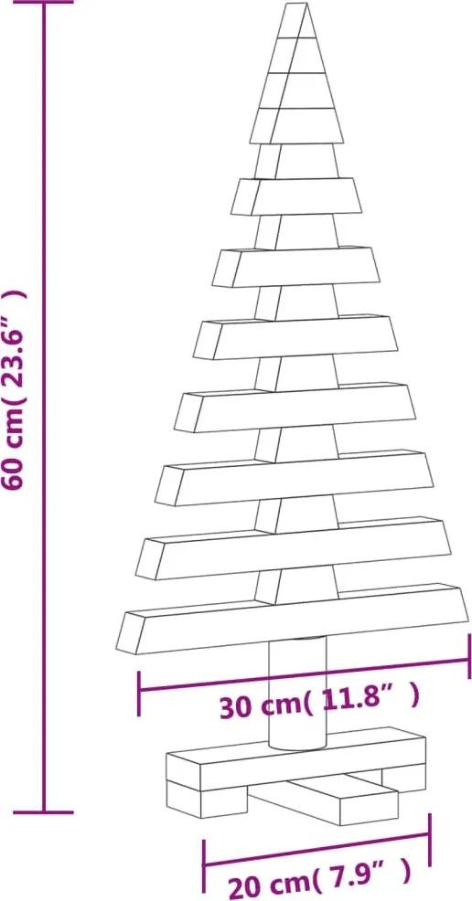 vidaXL Dřevěný vánoční stromeček na ozdoby 60 cm masivní borové dřevo [357993]